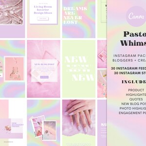 60 Pastel Instagram Templates Pastel Instagram Stories - Etsy