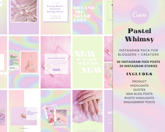 60 Pastel Instagram Templates Pastel Instagram Stories | Etsy