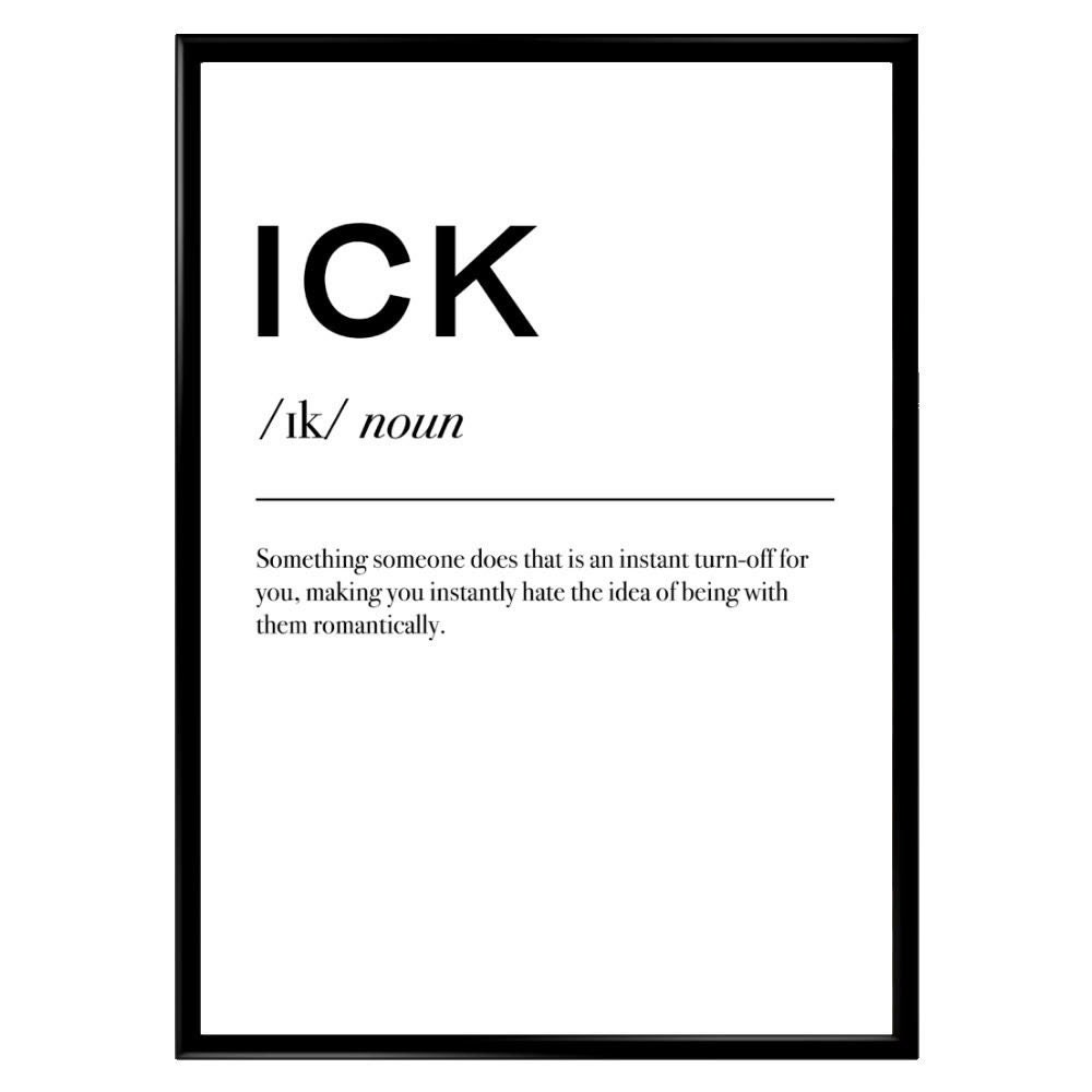 Ick Definition Poster Print A4 A3 A2 Typography Posters - Etsy UK