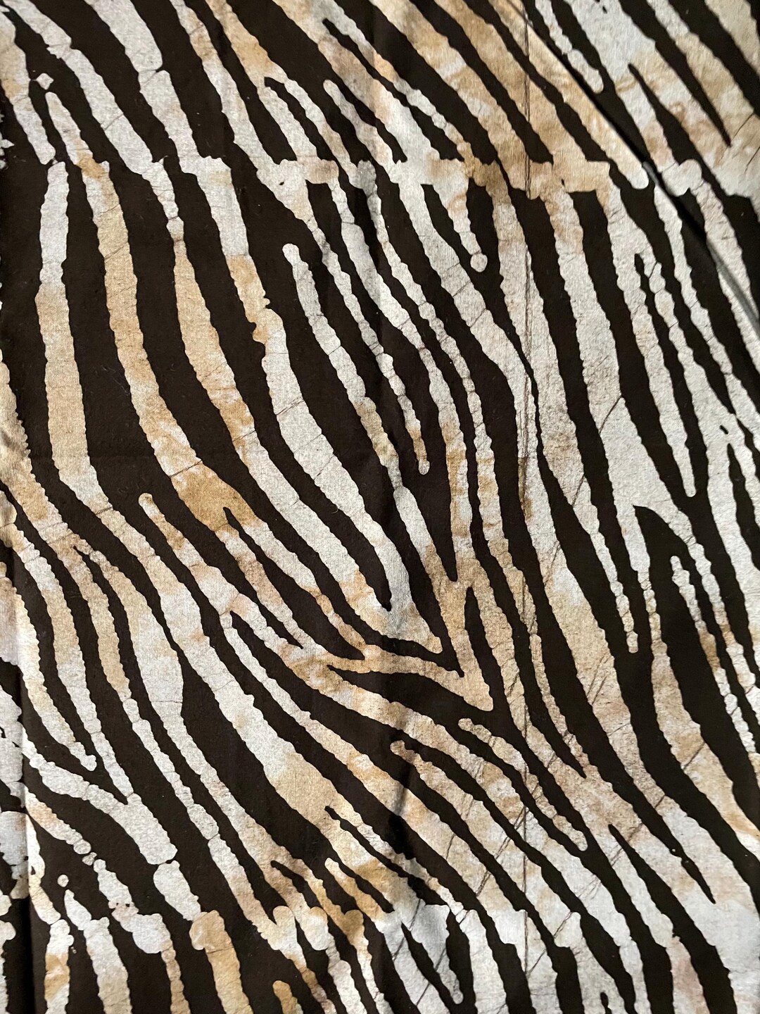 1/2 Yard Piece Batik Hand Dye Tiger Stripes Brown and Tan 9 Inch Block ...