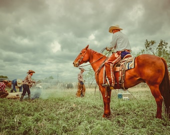 Texas Working Cowboys Western Art Print Cowboy Art Home Decor | Etsy