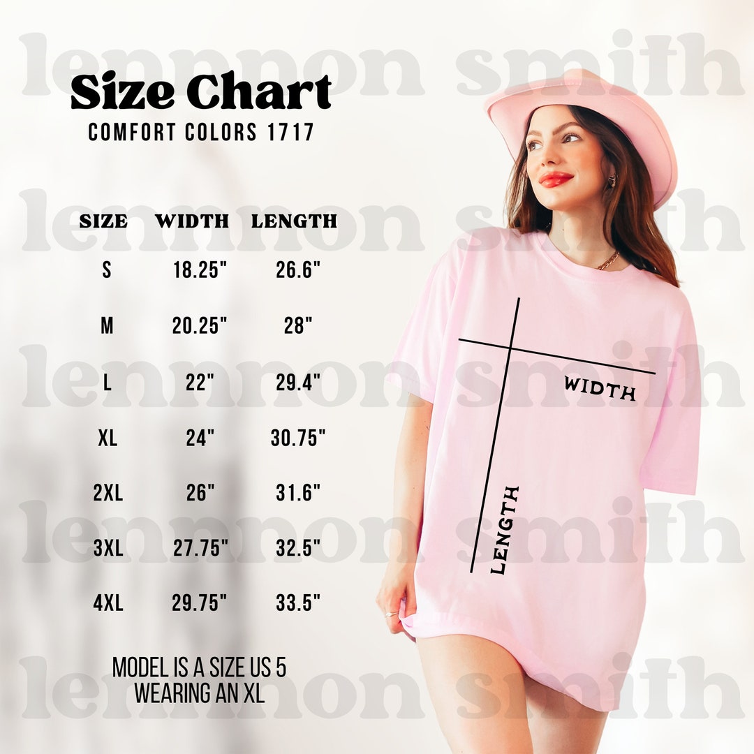 Comfort Colors C1717 Sizing Chart, Comfort Colors Size Chart, Size ...