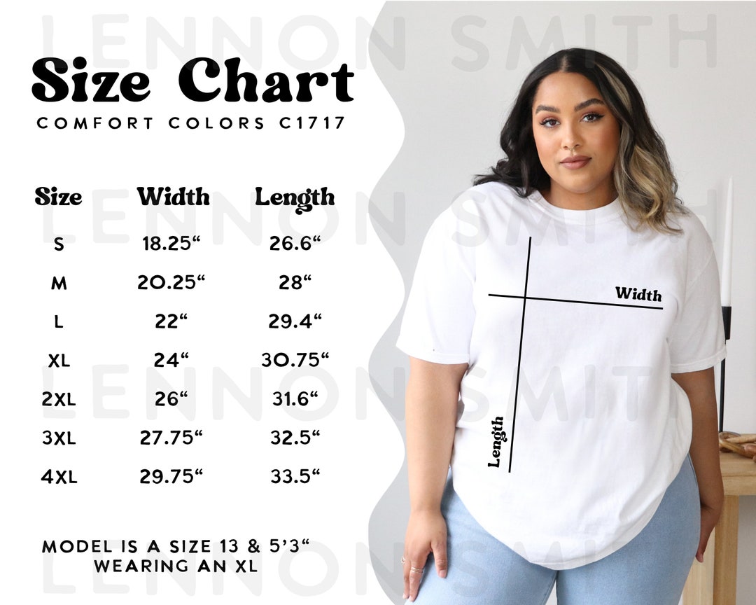 Comfort Colors C1717 Sizing Chart, Comfort Colors Size Chart, Size ...