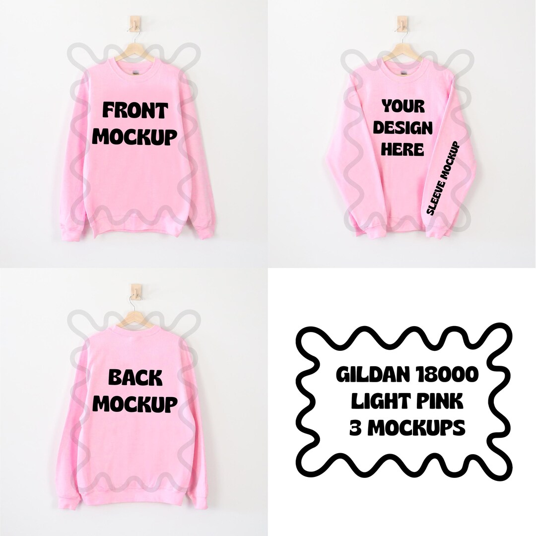 Sleeve Mockup, Gildan 18000 Light Pink Crewneck Mockup, Gildan Crewneck ...