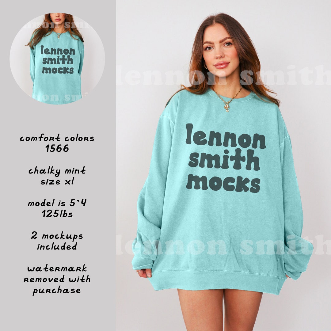 Chalky Mint Comfort Colors 1566 Mock-up, Comfort Colors Crewneck Mockup ...