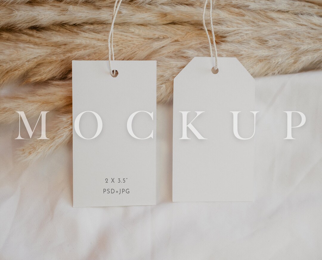 2 X 3.5 Tag Mockup, Hang Tag Mock, Clothing Tag Mock, Rectangle Tag ...