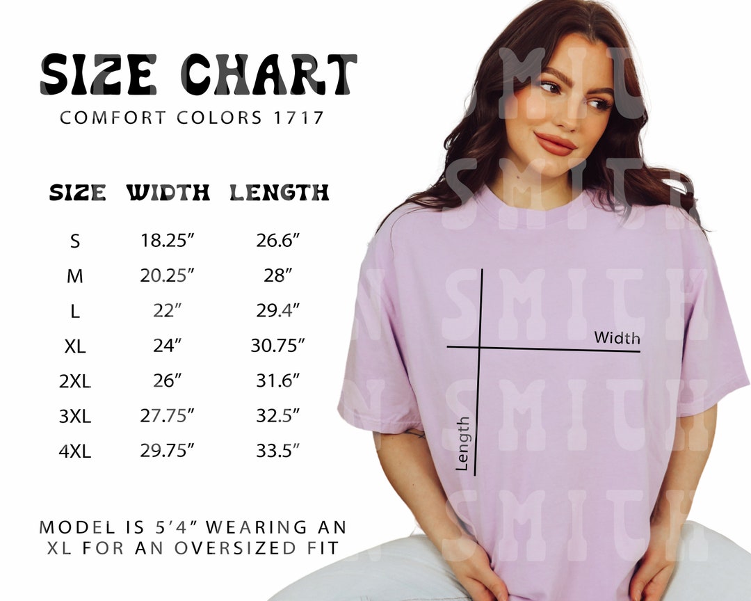 Comfort Colors 1717 Sizing Chart, Comfort Colors Size Chart, Size Chart ...