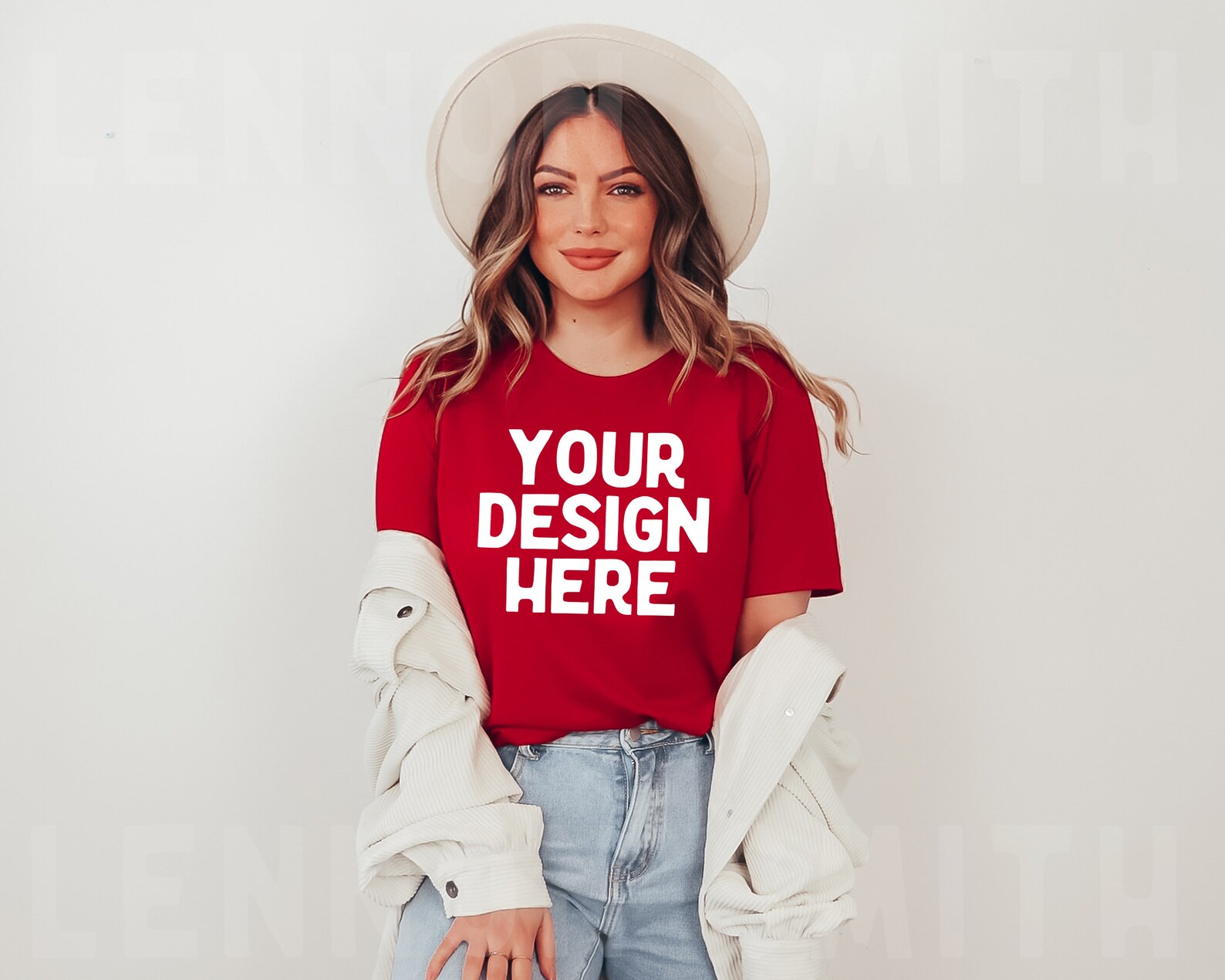 Red Bella and Canvas Mock, Red Shirt Mockup, Bella and Canvas Model ...