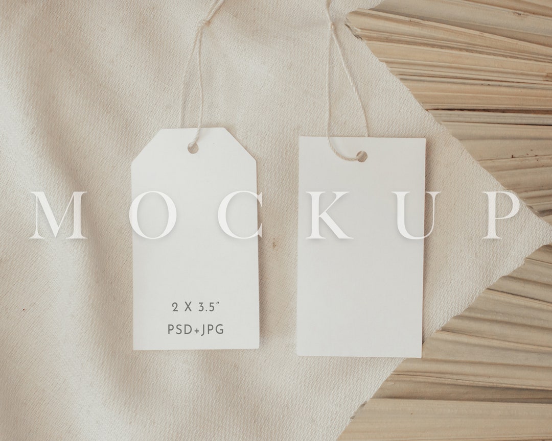 2 X 3.5 Tag Mockup, Hang Tag Mock, Clothing Tag Mock, Rectangle Tag ...