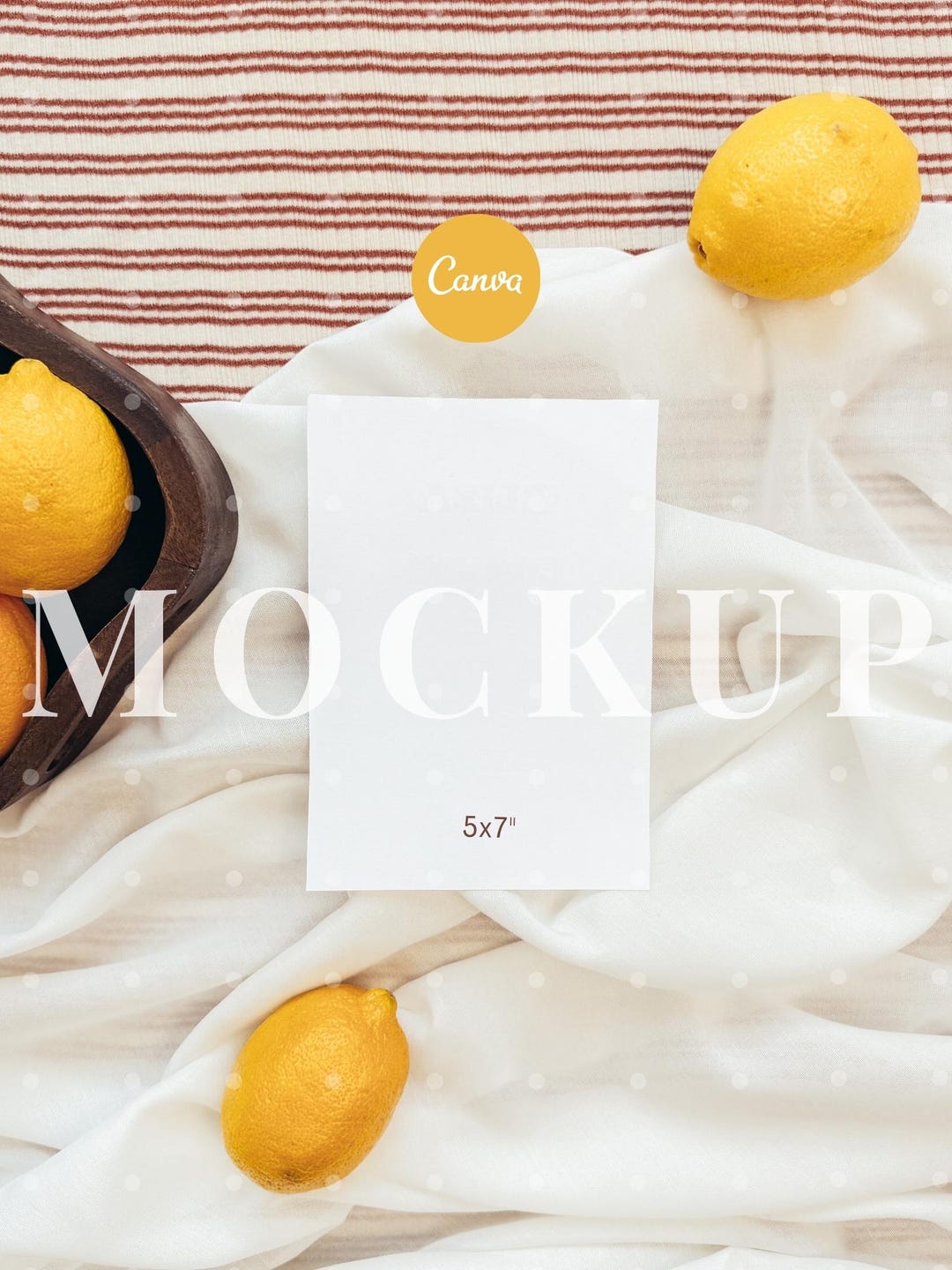 Canva Mockup, Lemon Card Stationery Mockup, Canva Wedding Mockup, 5x7 ...