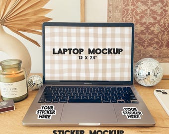 Laptop Die Cut Sticker Mockup, Laptop Mockup, Printify Die Cut Sticker ...