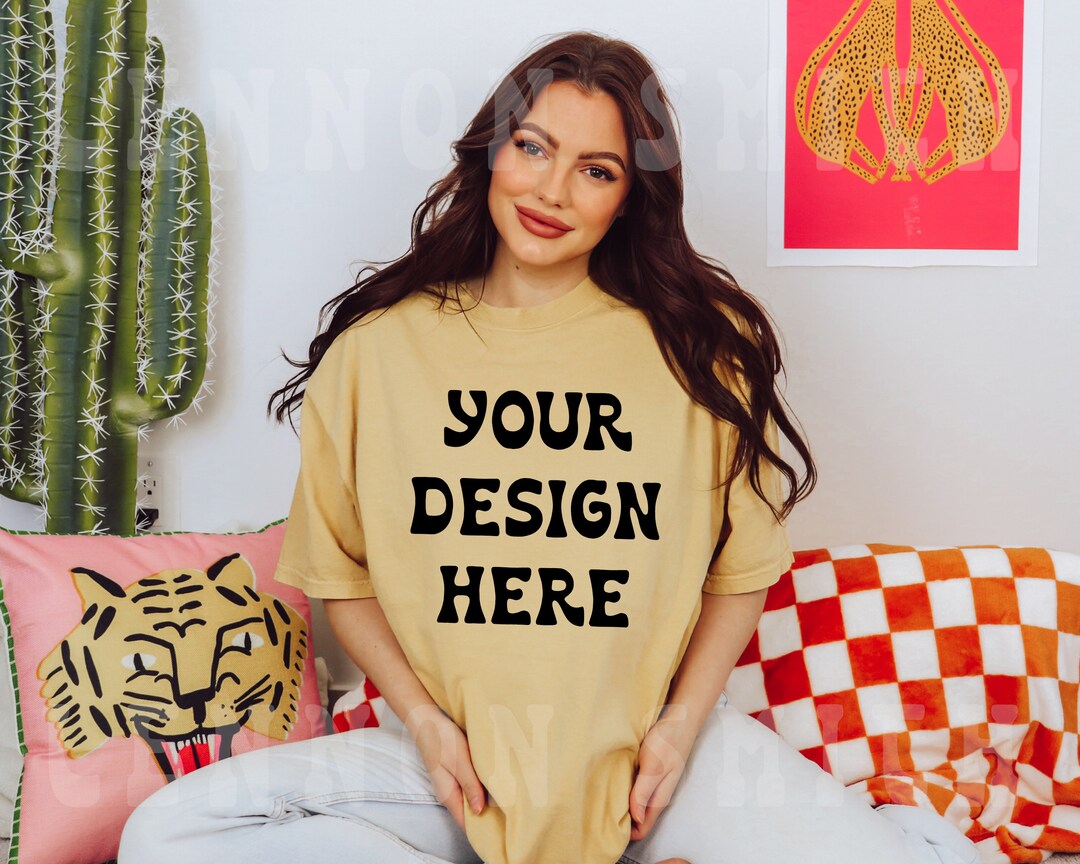 Mustard Comfort Colors C1717 Mockup, Retro Mustard Mockup, Comfort ...