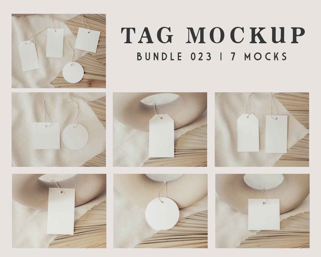 Tag Mockup Bundle, Hang Tag Mock, Clothing Tag Mock, Round Tag Mockup ...