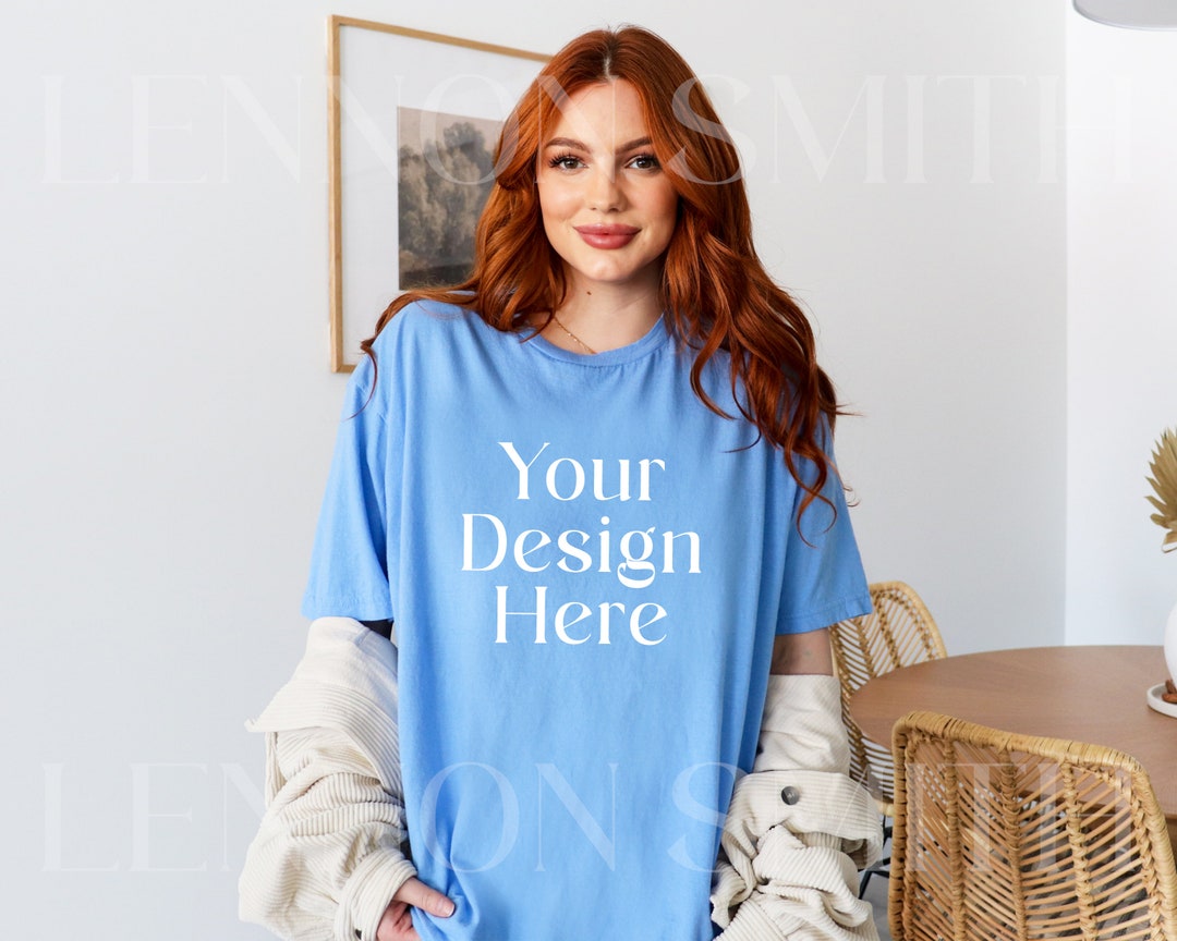 Carolina Blue Gildan 64000 Mockup, Carolina Blue Gildan Shirt Mockup ...