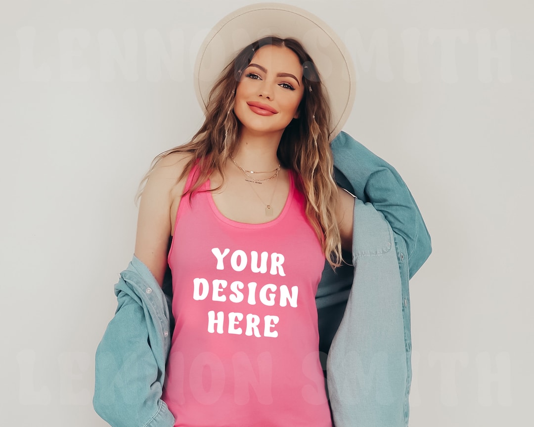 Hot Pink Next Level 1533 Mockup, Hot Pink Next Level 1533 Tank Top ...