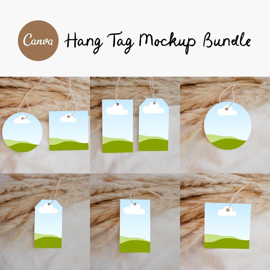 Canva Tag Mockup Bundle, Hang Tag Mock, Clothing Tag Mock, Round Tag ...