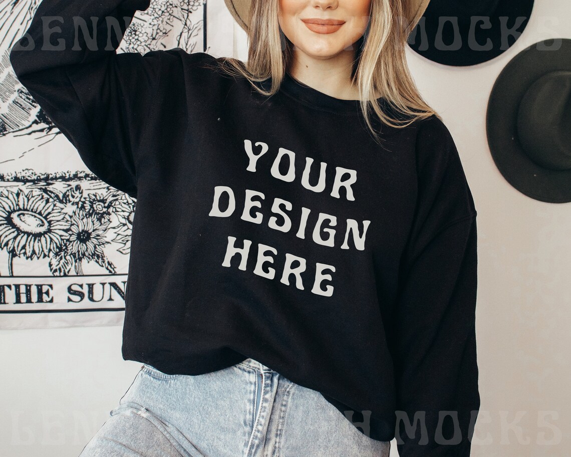 Gildan 18000 Black Crewneck Mockup Gildan Crewneck Mockup - Etsy