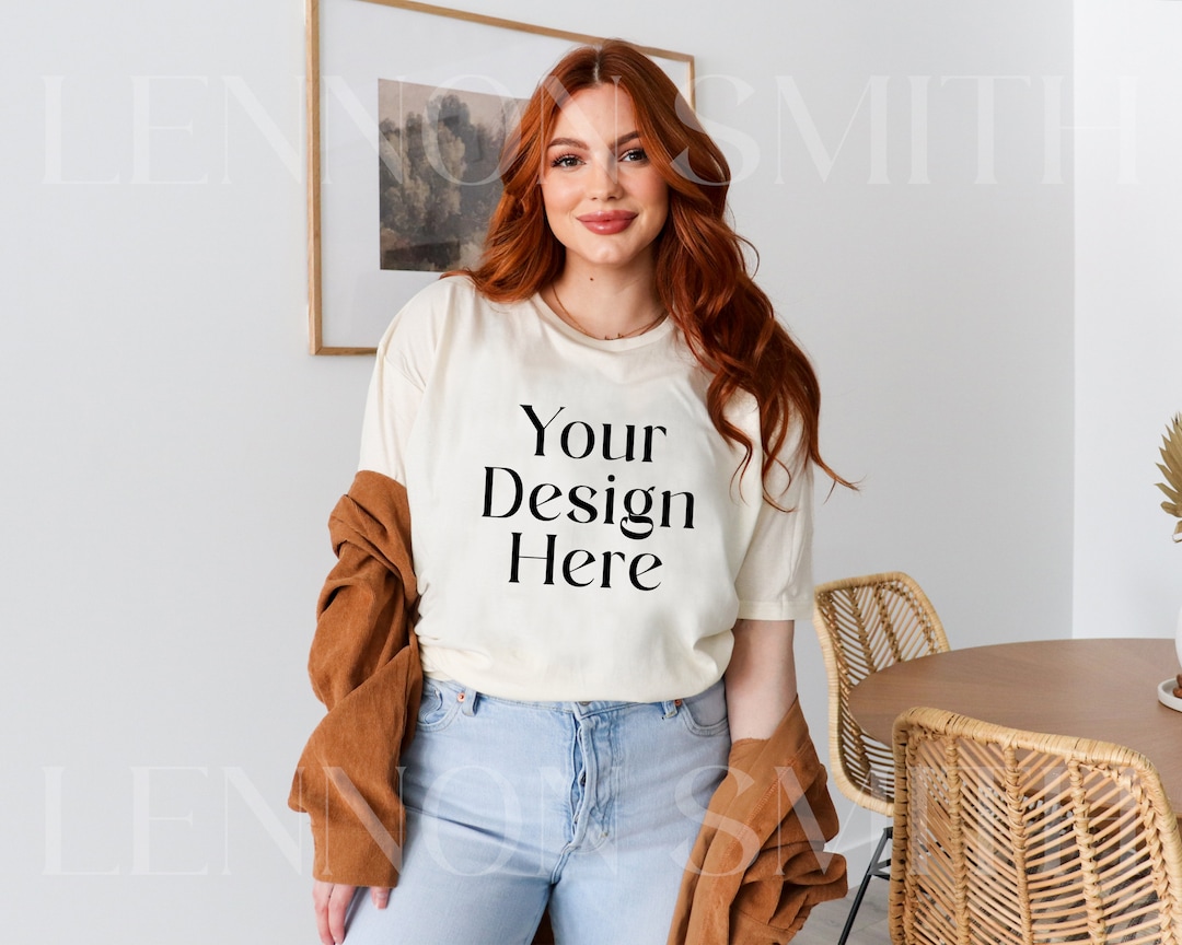 Natural Gildan 64000 Mockup, Natural Gildan Shirt Mockup, Gildan 64000 ...