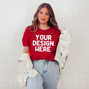 Red Bella and Canvas Mock, Red Shirt Mockup, Bella and Canvas Model ...