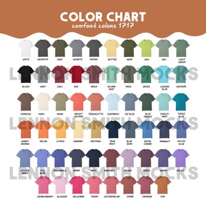 Canva Comfort Colors 1717 Color Guide, Customizable Comfort Colors Size ...