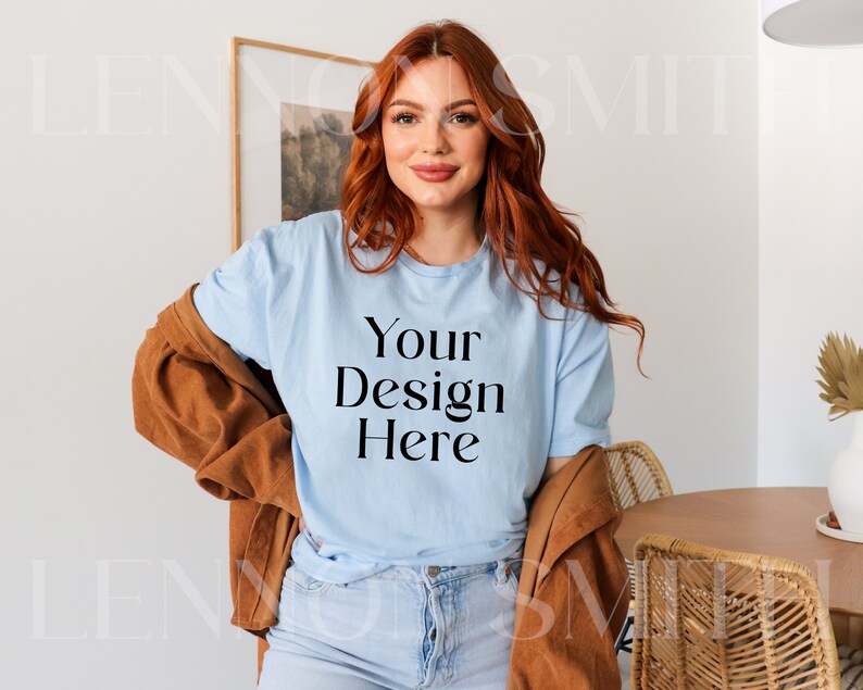 Light Blue Gildan 64000 Mockup, Light Blue Gildan Shirt Mockup ...