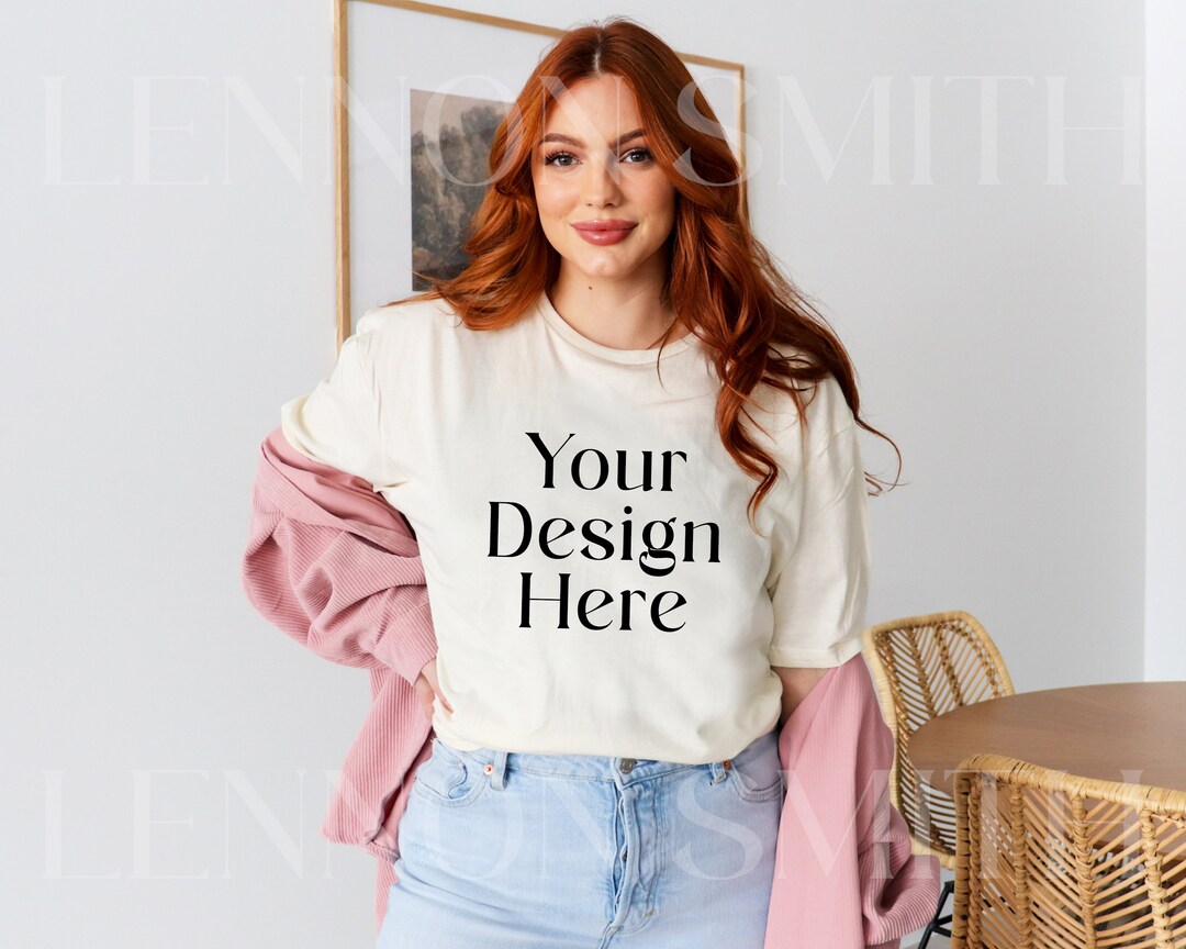 Natural Gildan 64000 Mockup, Natural Gildan Shirt Mockup, Gildan 64000 ...