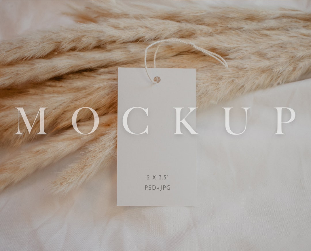 2 X 3.5 Tag Mockup, Hang Tag Mock, Clothing Tag Mock, Rectangle Tag ...