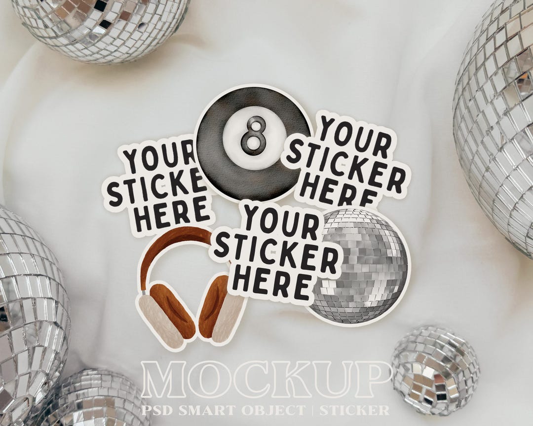 Stacked Sticker Mockup, Disco Sticker Mockup, Printify Sticker Mockup ...
