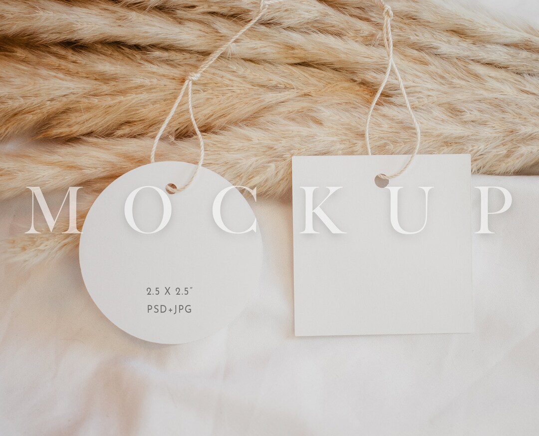 2.5 X 2.5 Tag Mockup, Hang Tag Mock, Clothing Tag Mock, Round Tag ...