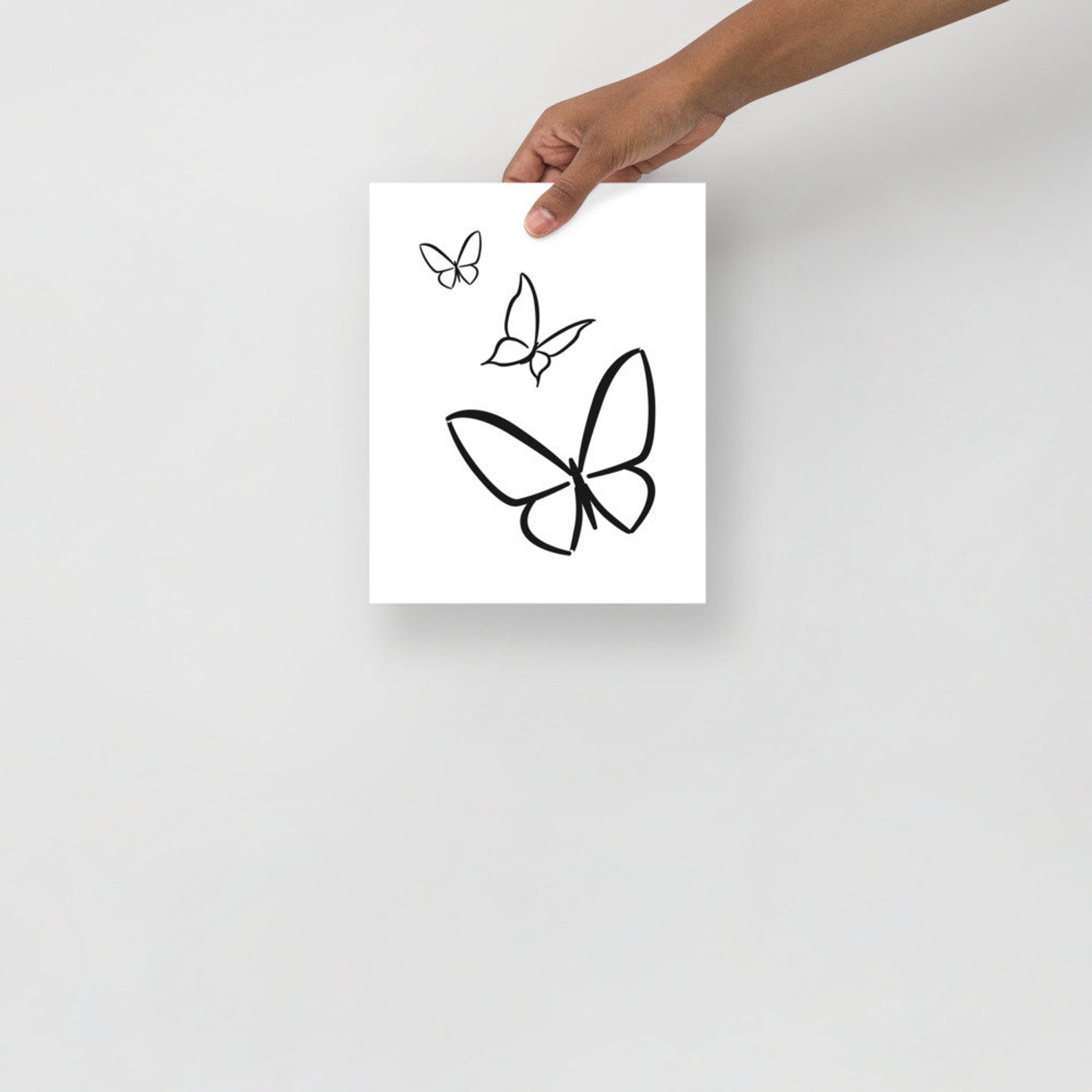 8 X 10 Butterflies Graphic Poster - Black & White Print - Butterflies ...