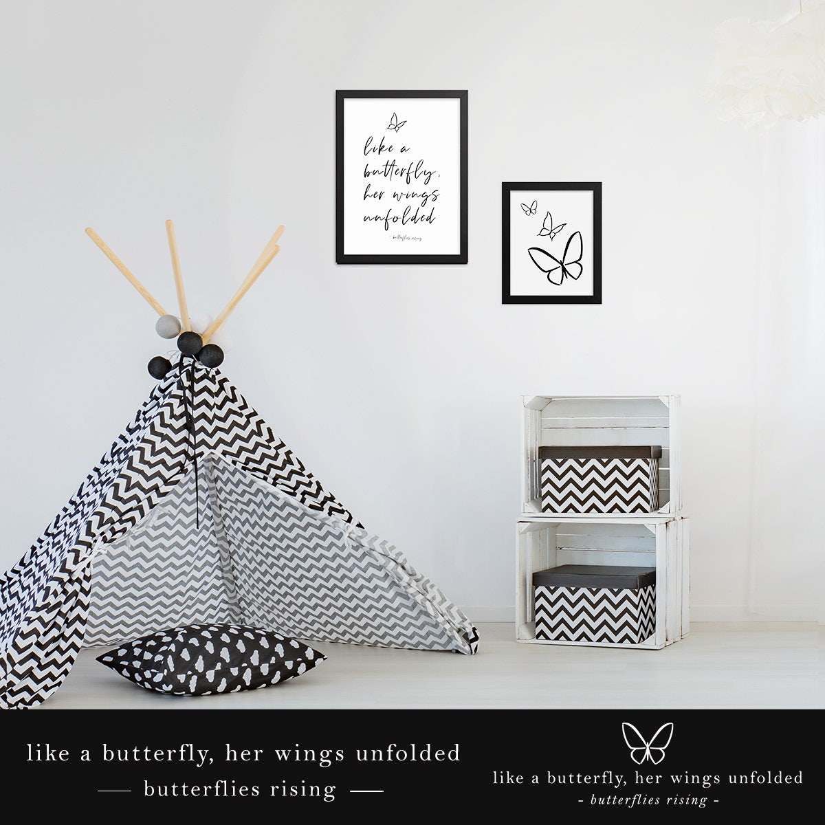 8 X 10 Butterflies Graphic Poster - Black & White Print - Butterflies ...