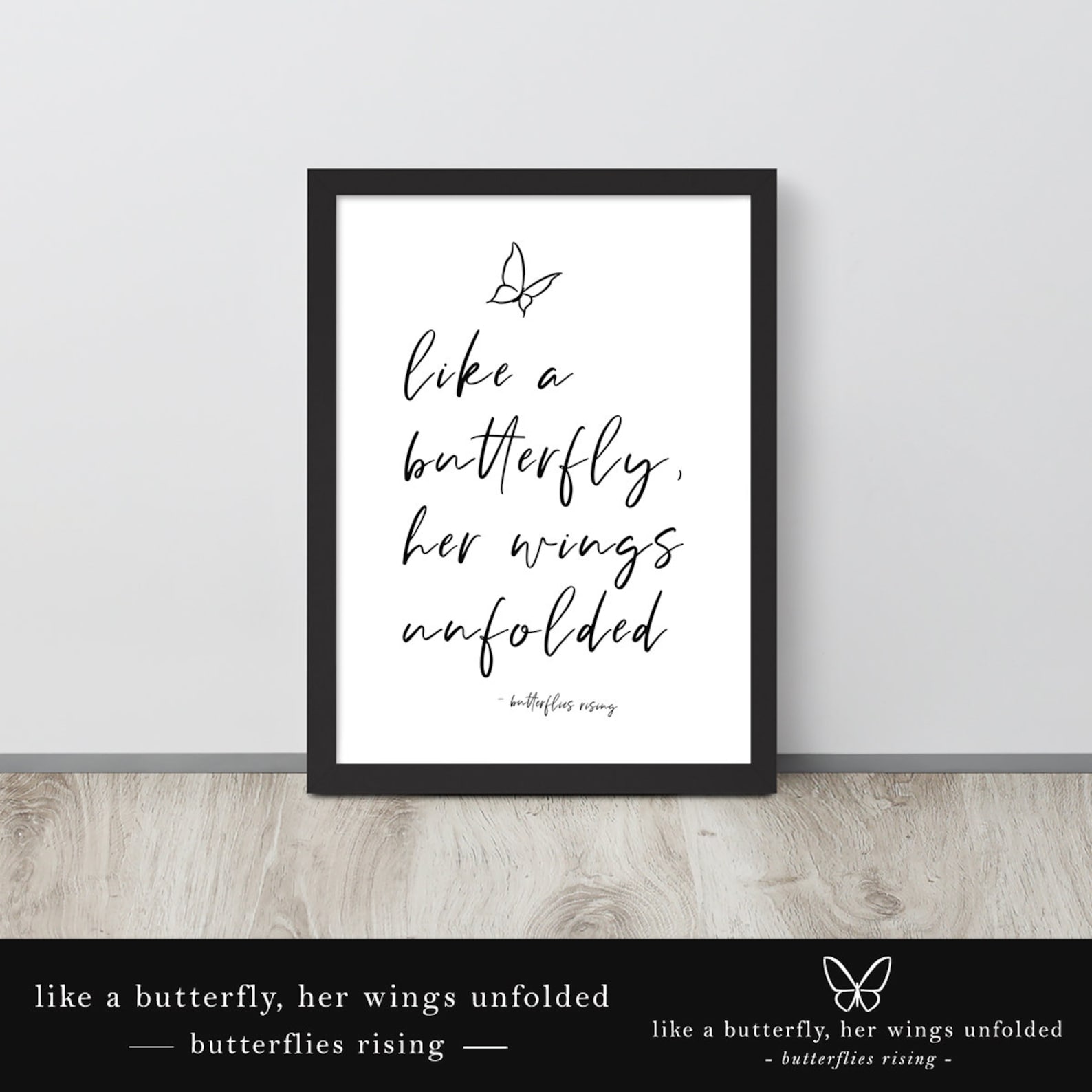 8 X 10 Butterflies Graphic Poster - Black & White - Butterflies Rising ...