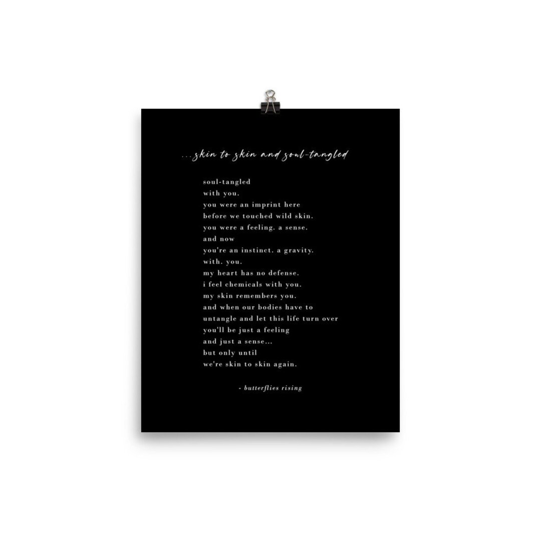 Skin to Skin and Soul-tangled Poem - Butterflies Rising - 8 X 10 Black ...