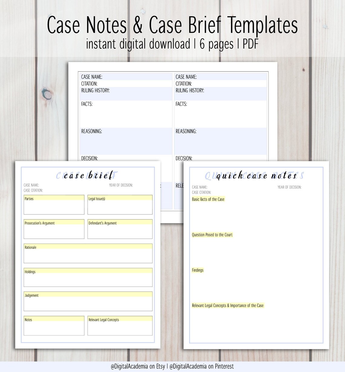 Case Notes & Case Brief Templates | Student Resources | PDF Format | 4 ...