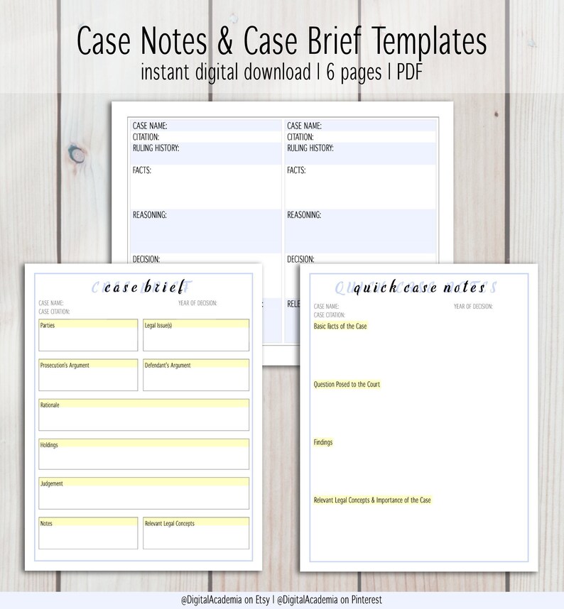 Case Notes & Case Brief Templates | Student Resources | PDF Format | 4 ...