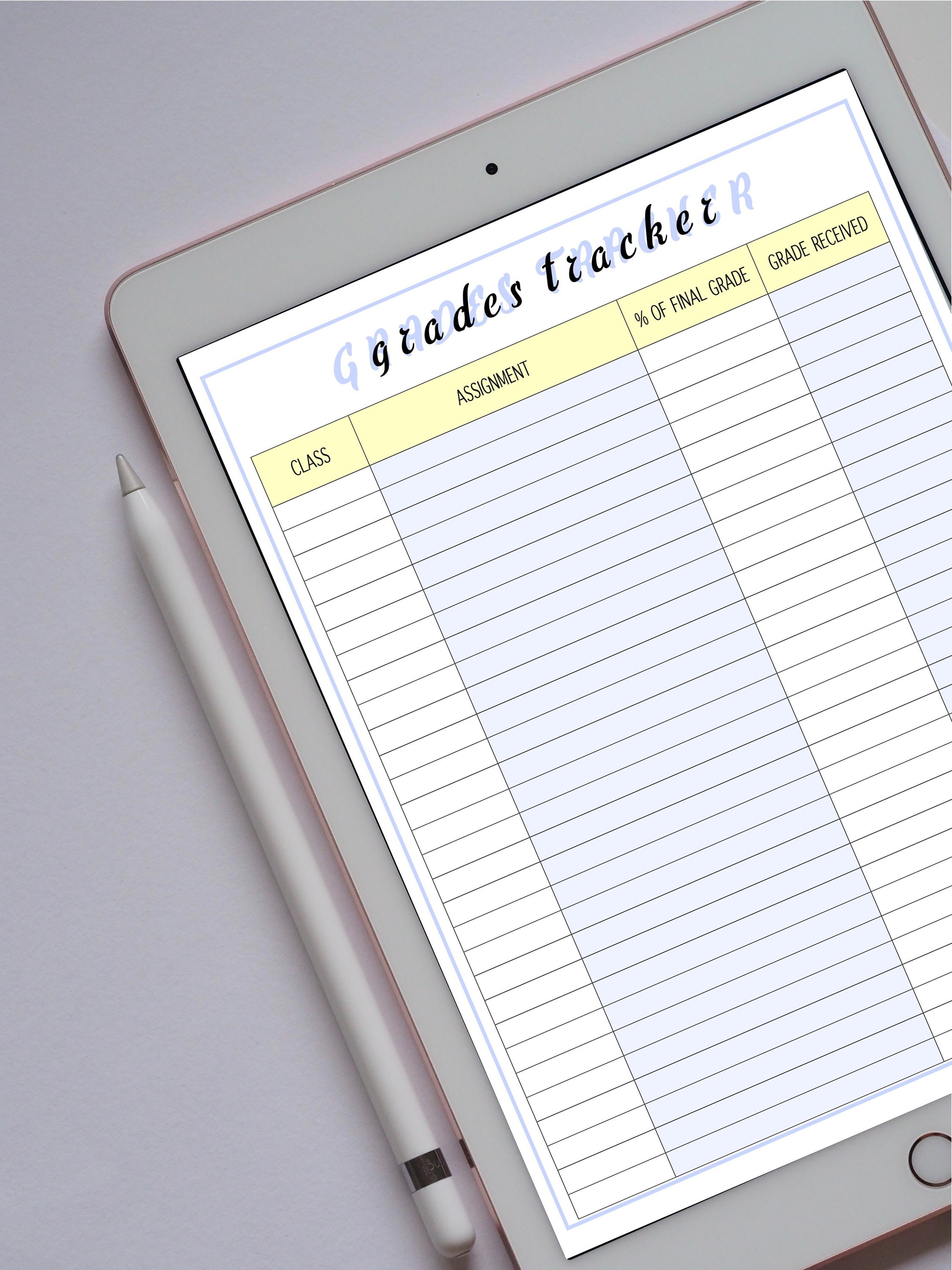 Grades Tracker | Student Planner Printable | 5 Variations | Digital ...