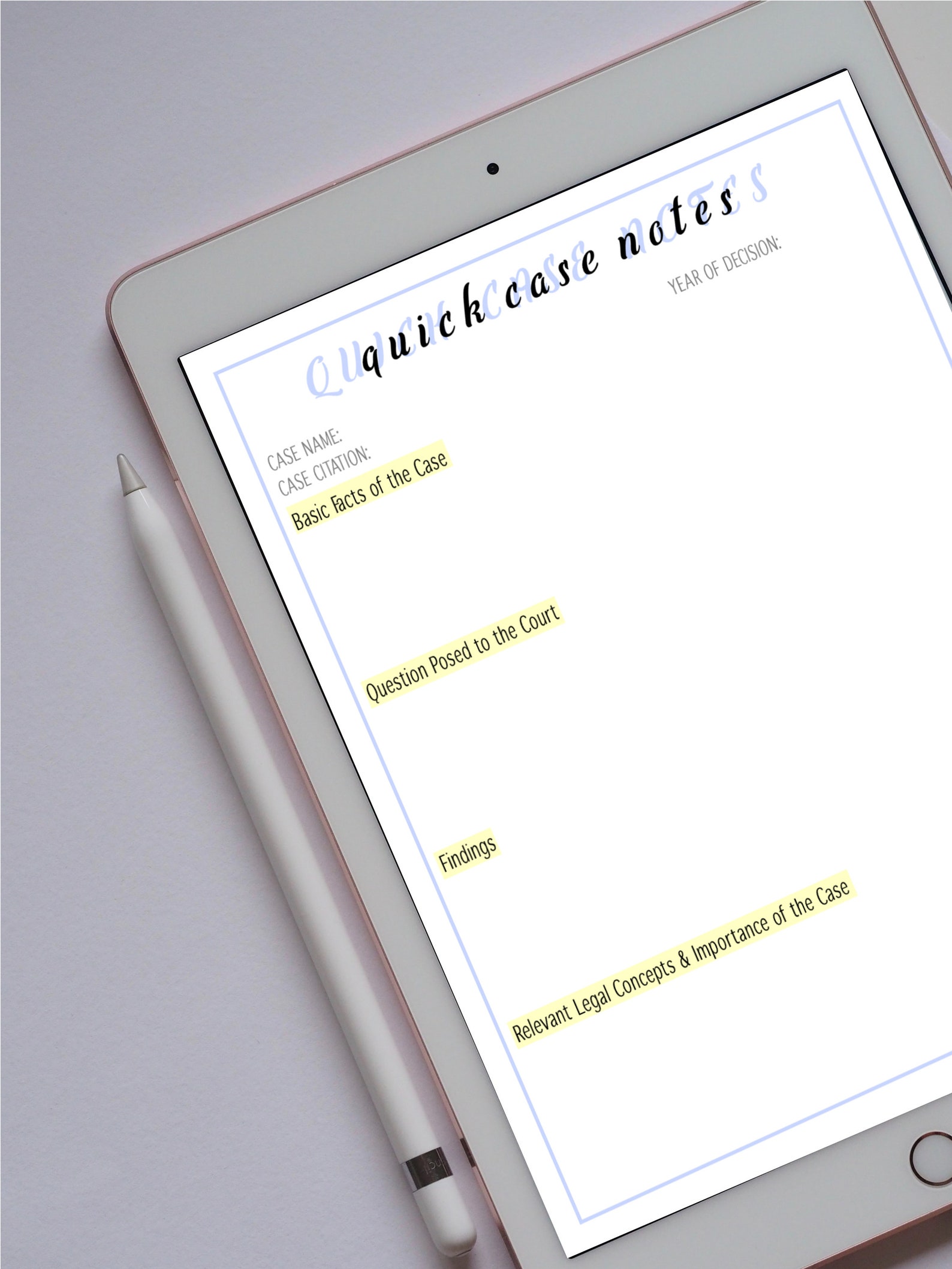 Case Notes & Case Brief Templates | Student Resources | PDF Format | 4 ...