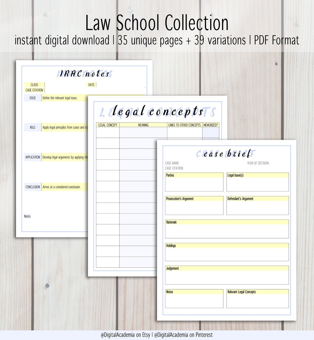 Law School Bundle Student Printable Collection PDF 74 Pages Digital ...