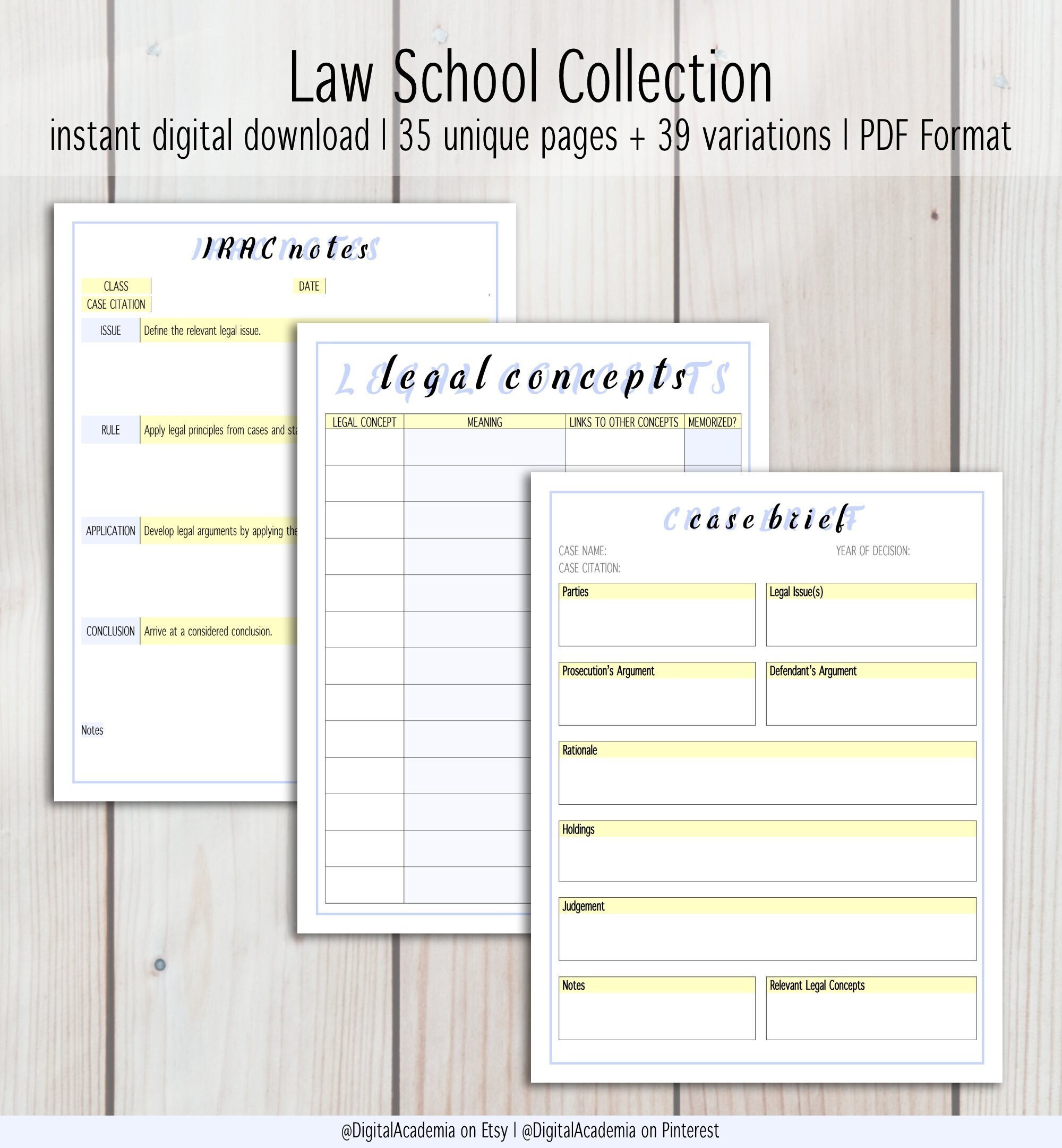 Law School Bundle | Student Printable Collection | PDF | 74 Pages ...