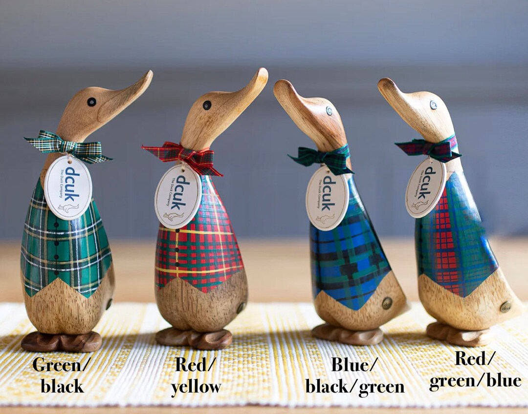 Natural Wood Duckling With Tartan Waistcoat - Etsy Canada