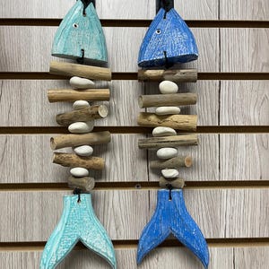 Driftwood Fish With Wooden Head and Rocks, Coastal Décor Charm ...