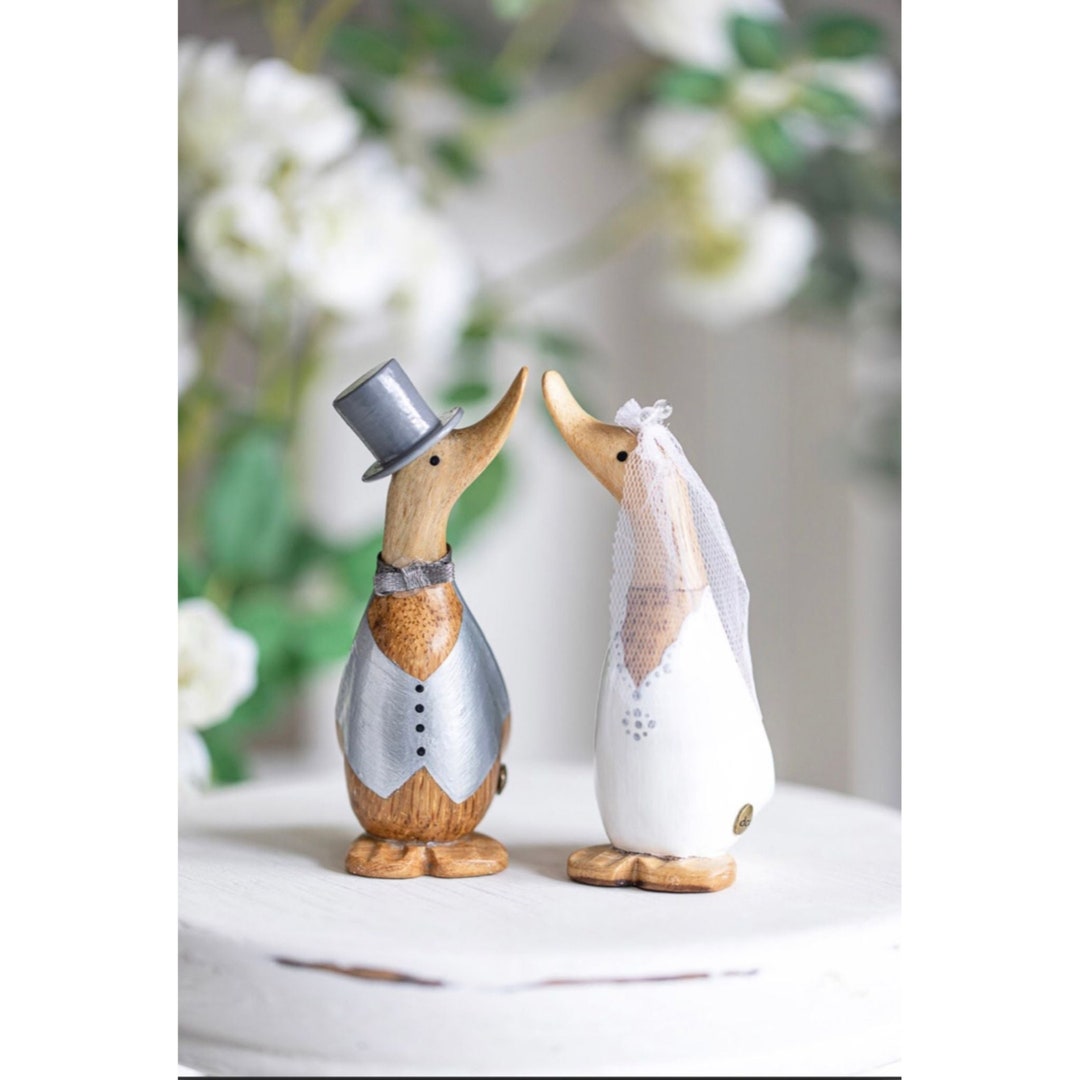 Natural Wood Wedding Dinky Ducks Bride & Groom - Etsy