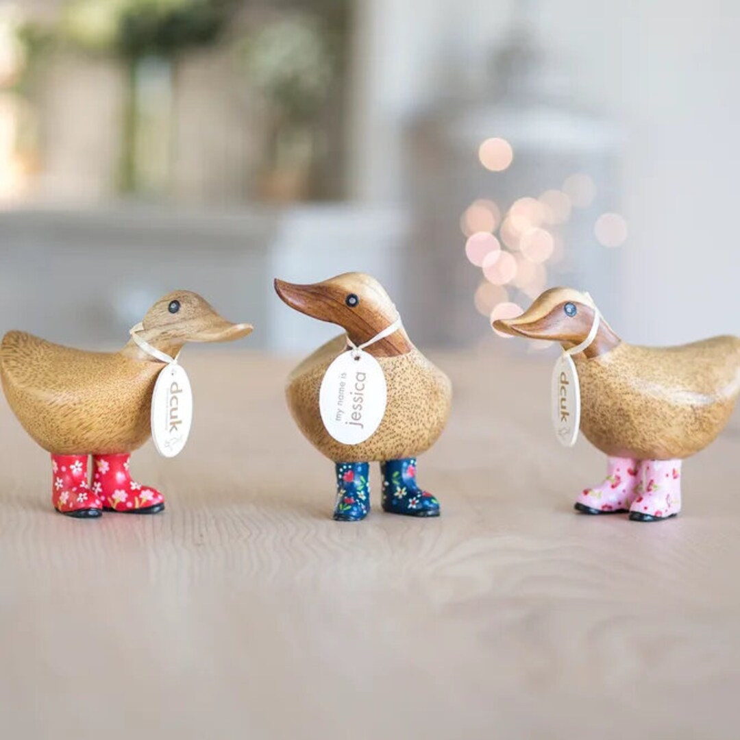 Natural Wood Ducky Floral Welly Boots - Etsy