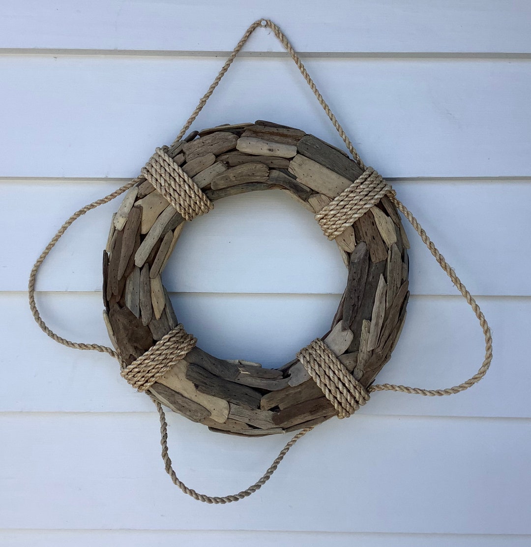 Driftwood Buoy Wall Decor – Rustic Nautical Accent, Coastal Beach House ...