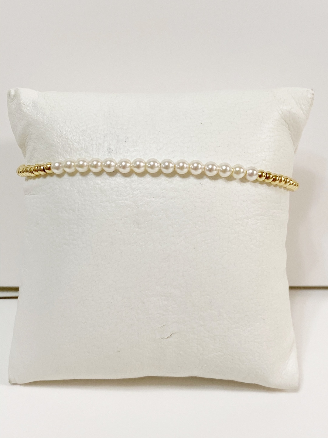 Dainty 2mm Gold & Pearl Stack Bracelet..real 14kt Gold Filled 2nd Only ...