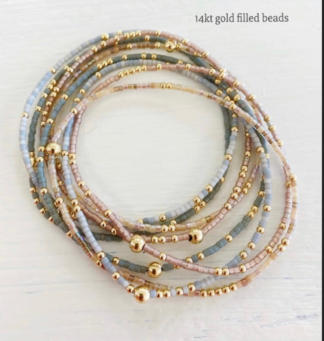 8 Beautiful Neutral Colored 2mm Beads Paired With 2mm Gold Filled Beads ...