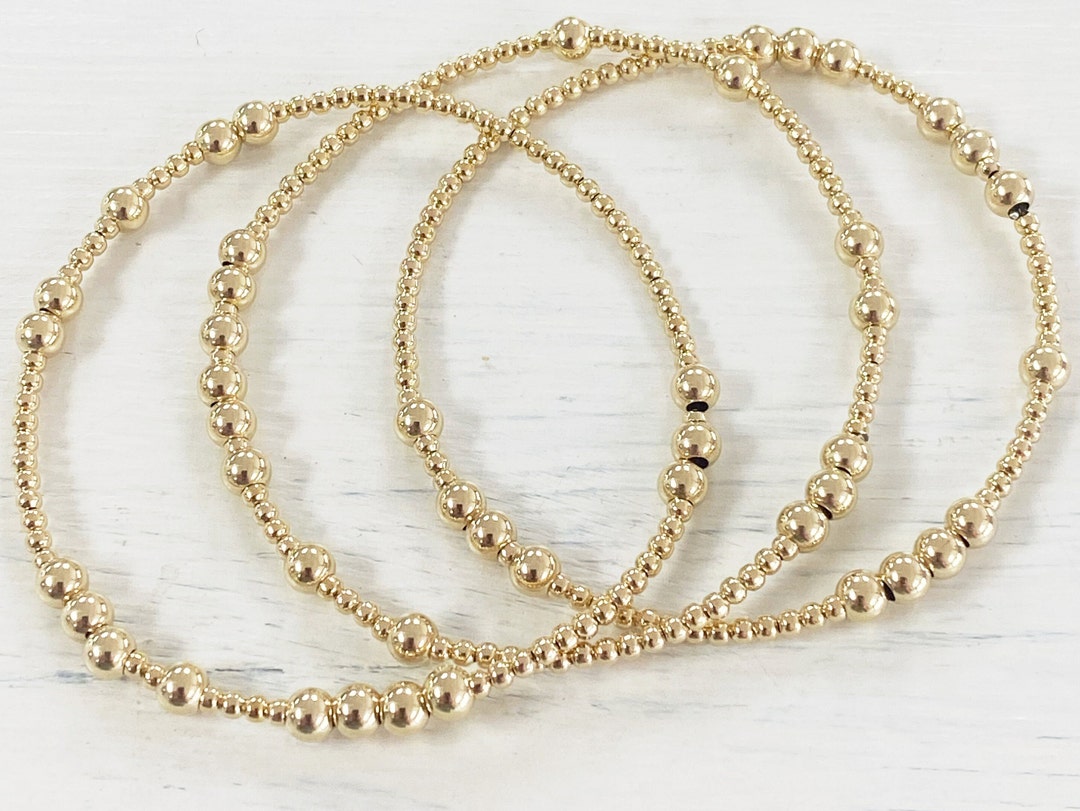 Three Gold Filled Beaded Bangle - Etsy