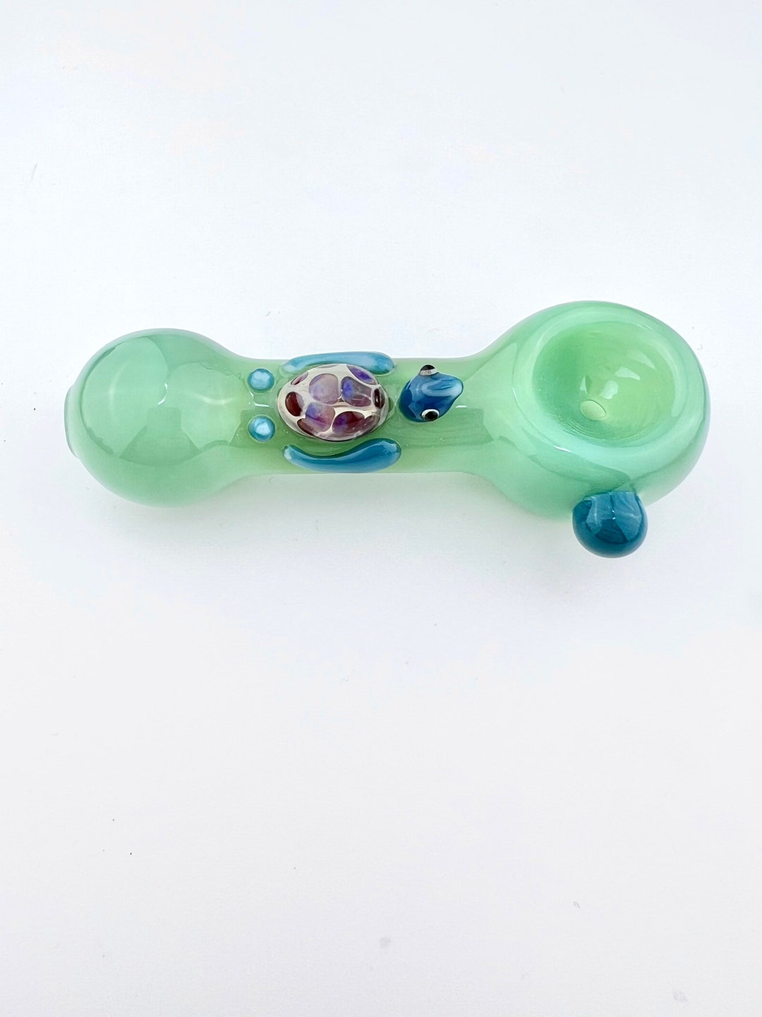 Turtle on Mint Green Pipe - Turtle Pipe | Glass Pipe | Glass Turtle ...