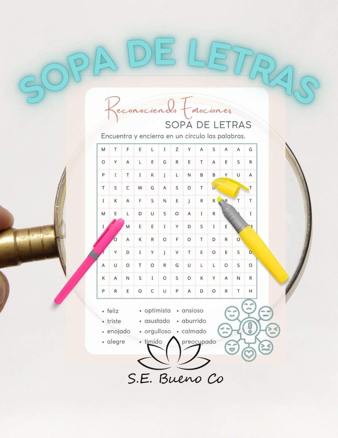 Sopa De Letras - Reconociendo Emociones - Word Search in Spanish ...