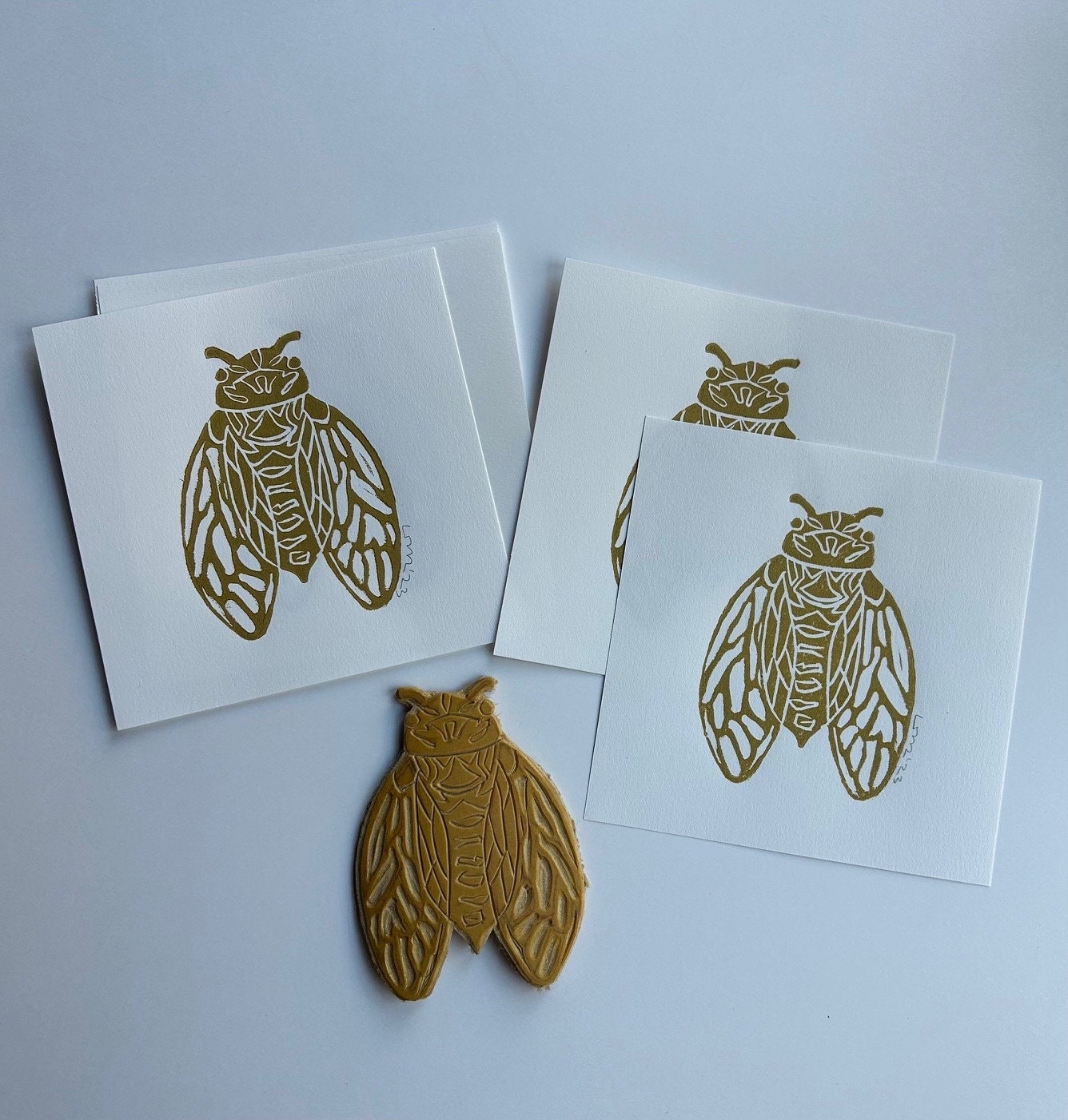 CICADA Original Block Print Mini Block Print Handmade Hand Printed Wall ...